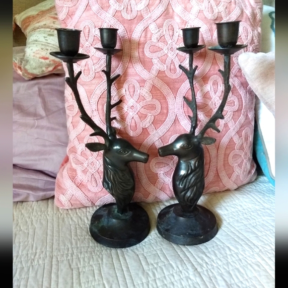 Unique Vintage | Accents | 98s Bronze Patinated Reindeer Brass Stag ...